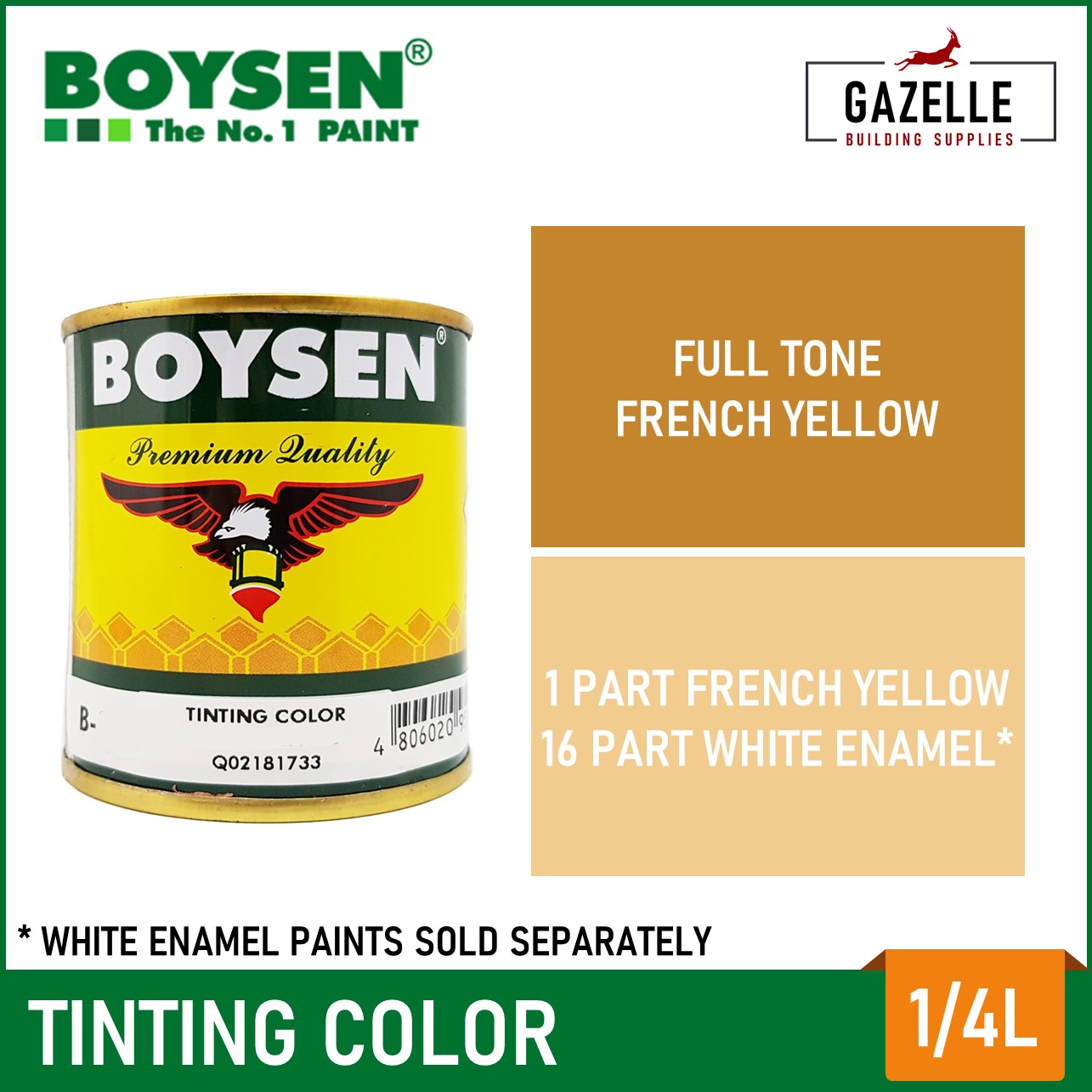 Boysen Tinting Color for Enamel French Yellow Ochre - 1/4L | Lazada PH