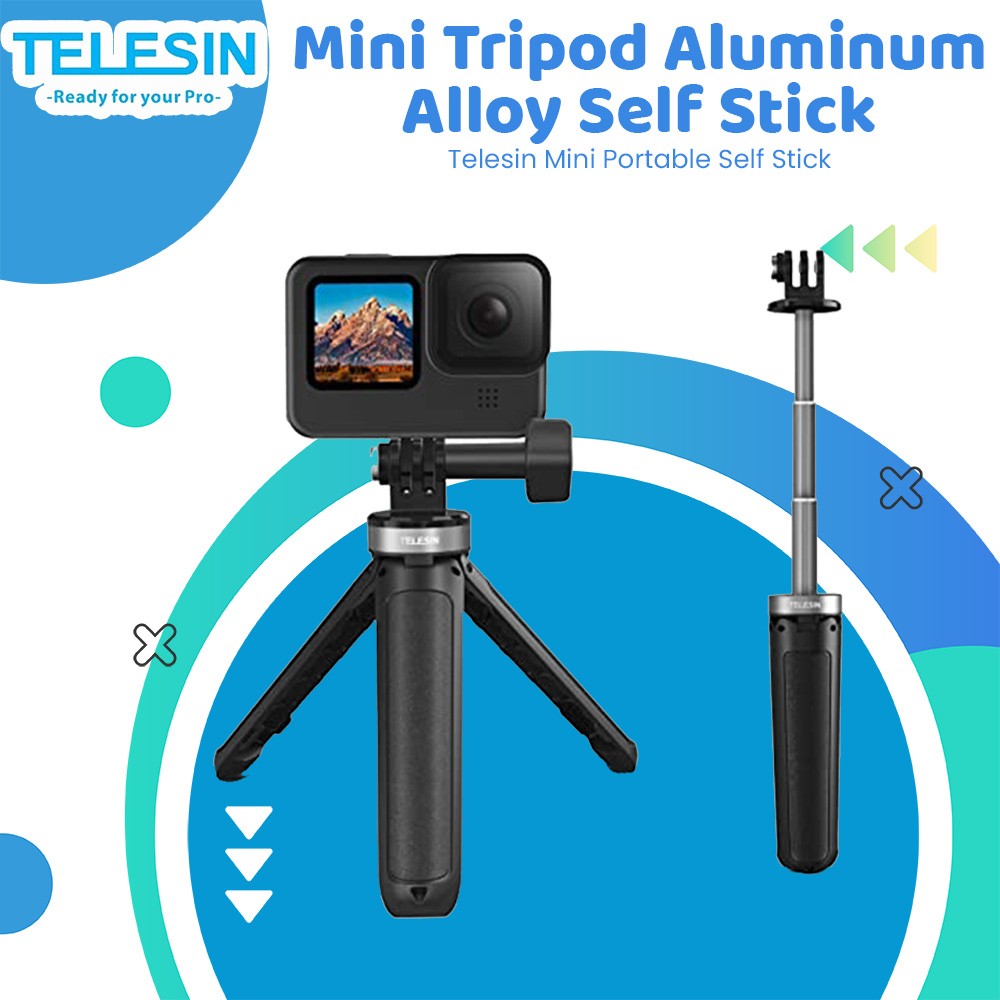 TELESIN Mini Desktop Extendable Selfie Stick Tripod for Go Pro Max Hero ...