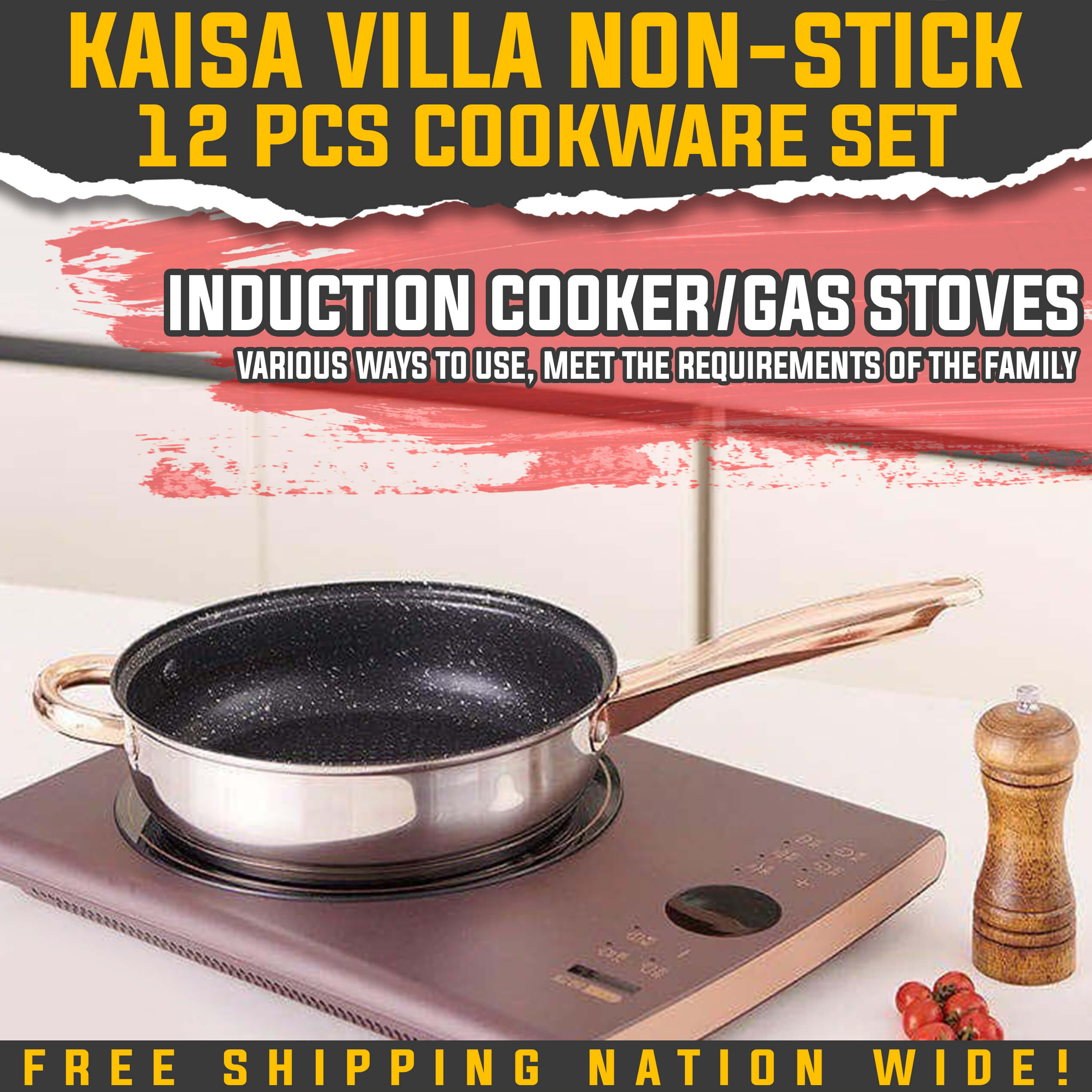 Kaisa Villa 12pcs Non-Stick Cookware Set Best Quality Authentic 100% ...