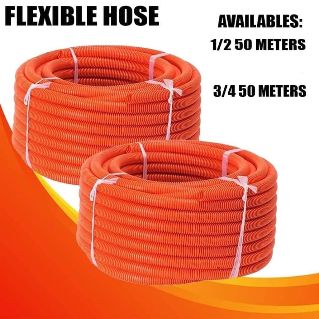 Flexible Hose 1/2" 3/4" (50 meters per roll) Orange Conduit Flexible ...