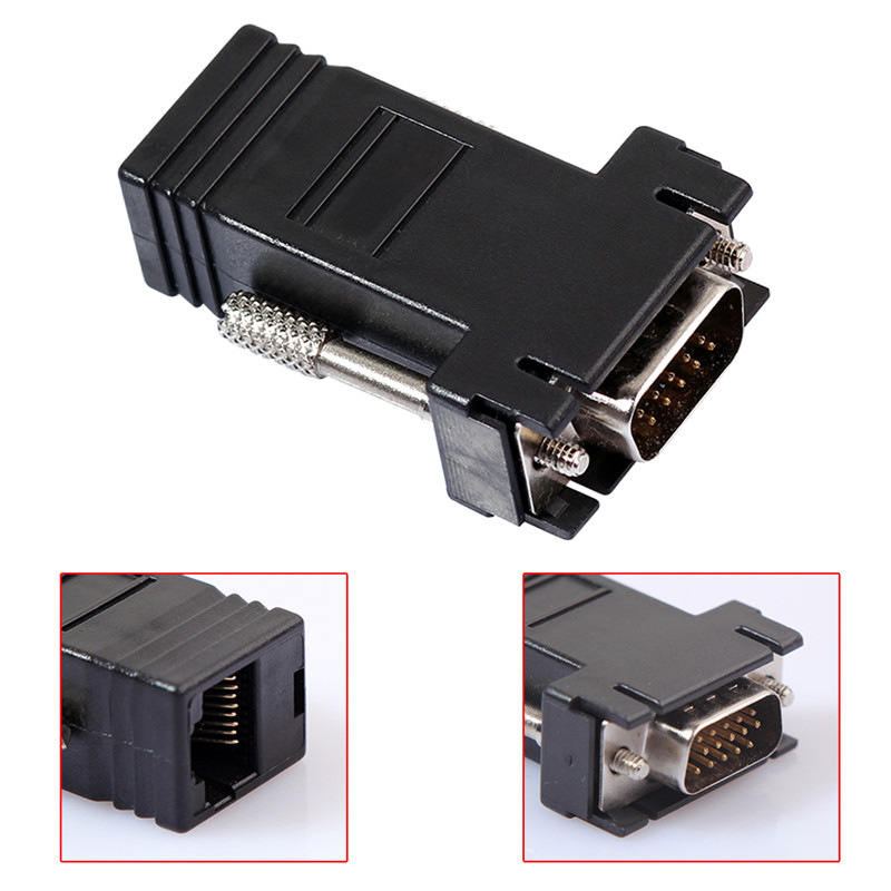 VGA Extender Male to LAN CAT5e6 RJ45 Network Ethernet Cable Up to 20M ...