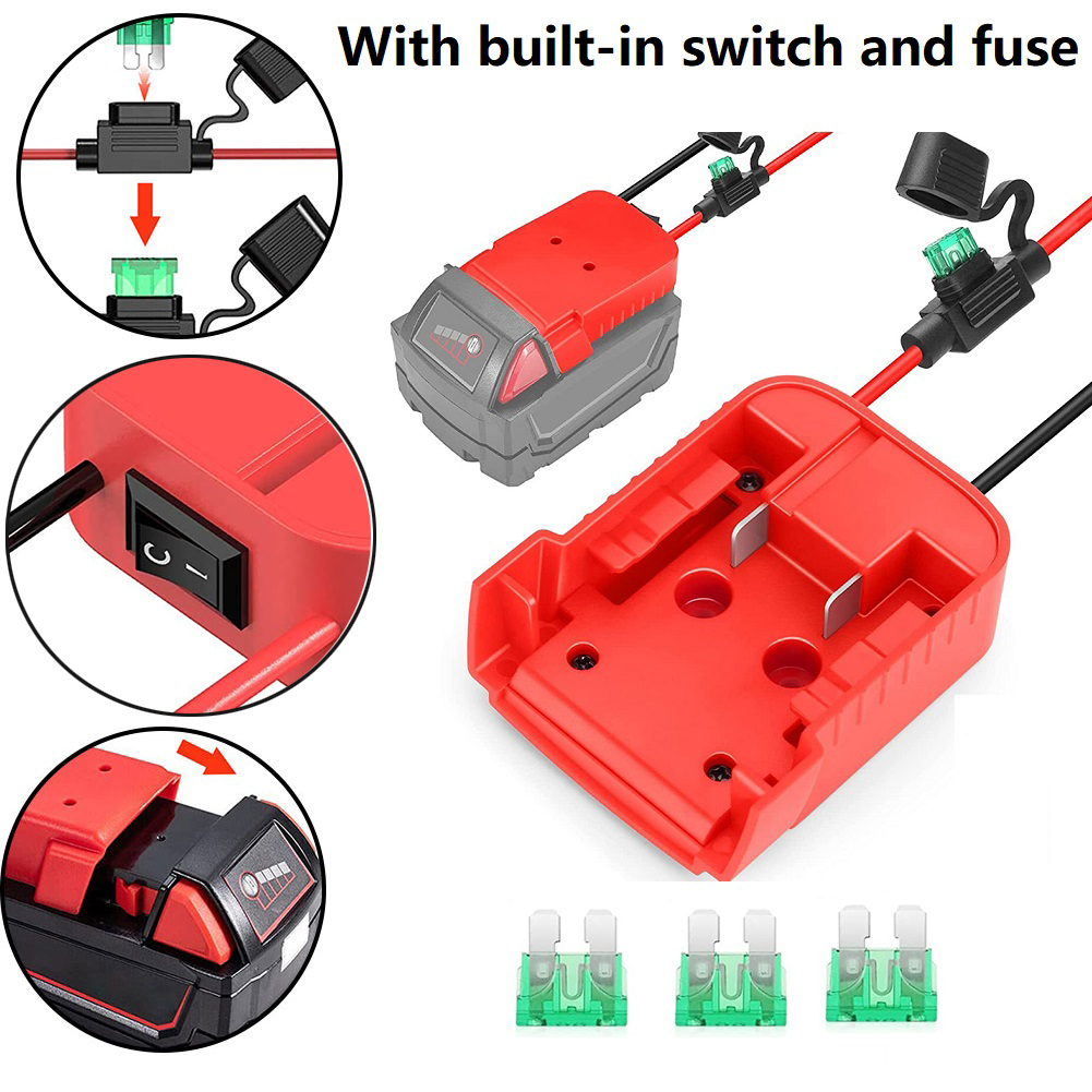 Battery Adapter Converter With Fuse Built-in Switch For Milwaukee 18V ...