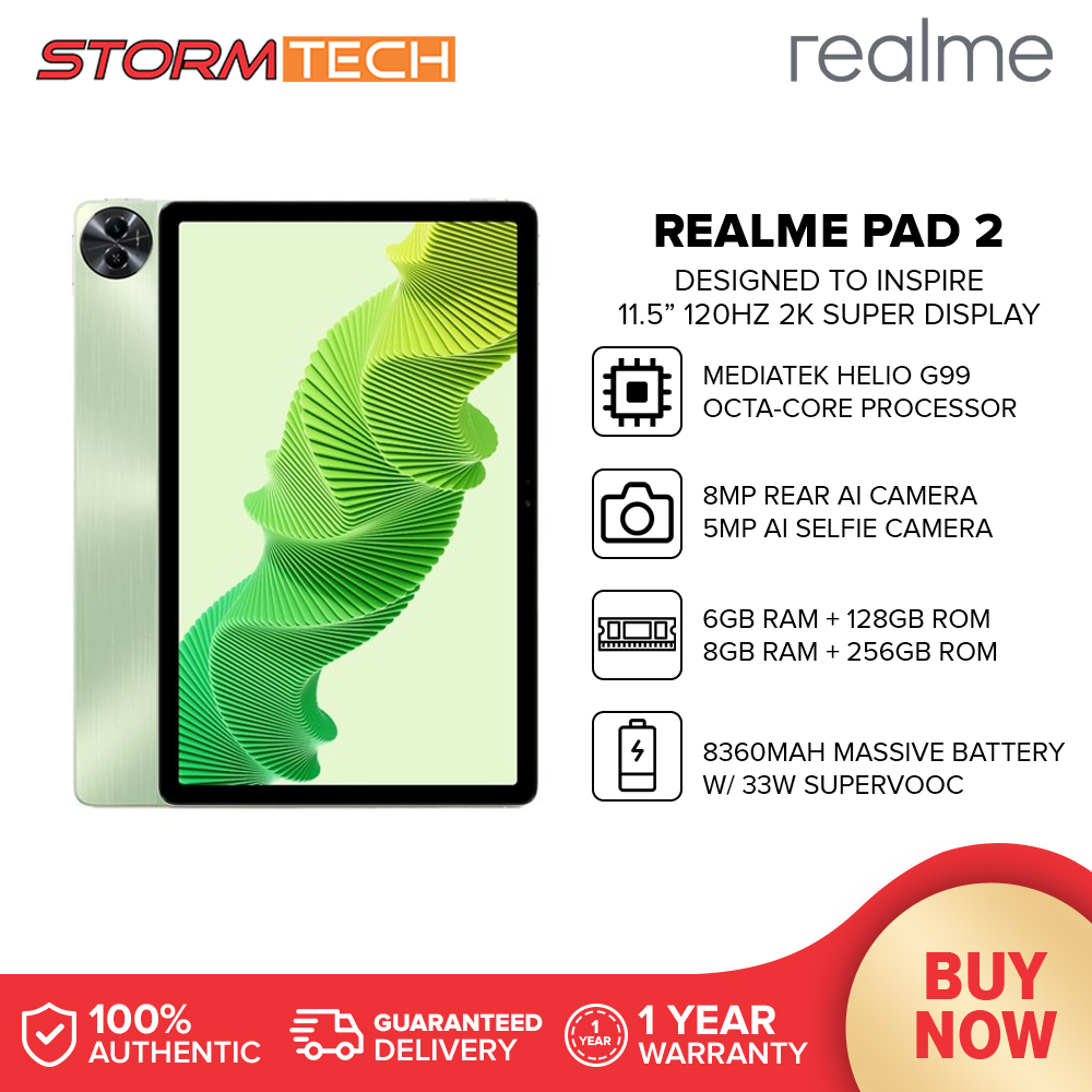 Realme Pad 2 Tablet | 6GB+128GB/8GB+256GB | MediaTek Helio G99 | 11.5 ...