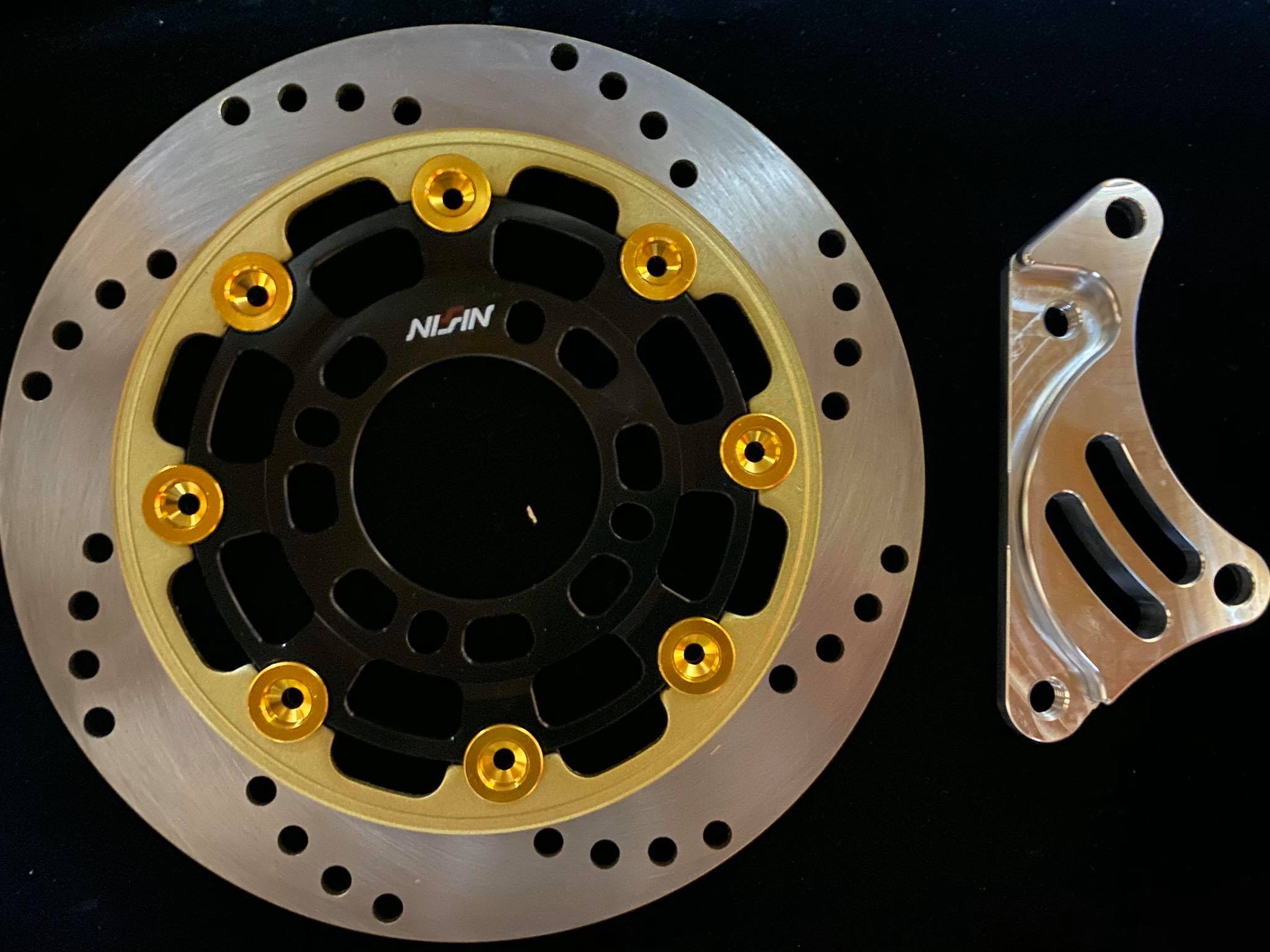 nissin disc 220 w/ bracket mio w/ hole black/gold | Lazada PH