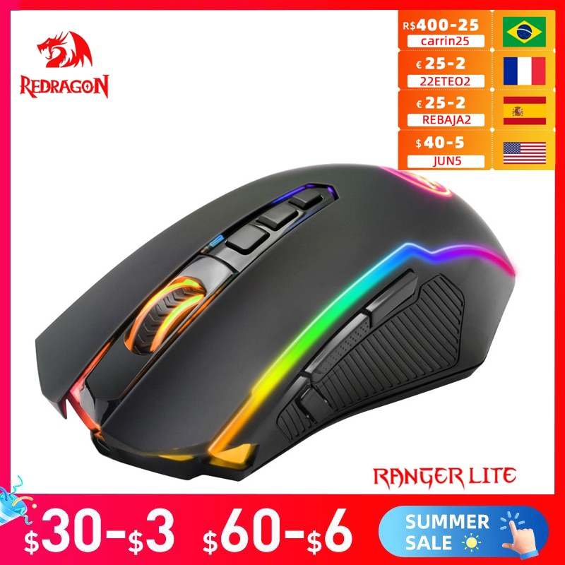 Redragon RANGER LITE M910-KS RGB USB 2.4G Wireless Gaming Mouse 8000 ...