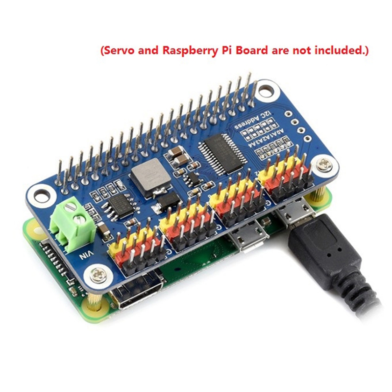16-CH 12-Bit PWM Servo Motor Driver Module Shield Expansion Board HAT for Raspberry Pi RPI Zero ...