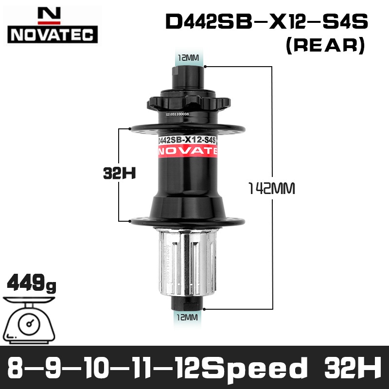 Novatec MTB Boost Thru Hub D041SB-15 D442SB-X12 8/9/10/11/12 Speed 32 ...