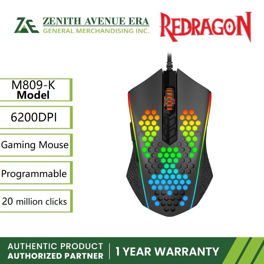 Redragon M809-K Memeanlion Honeycomb 6200DPI RGB Mouse Black | Lazada PH
