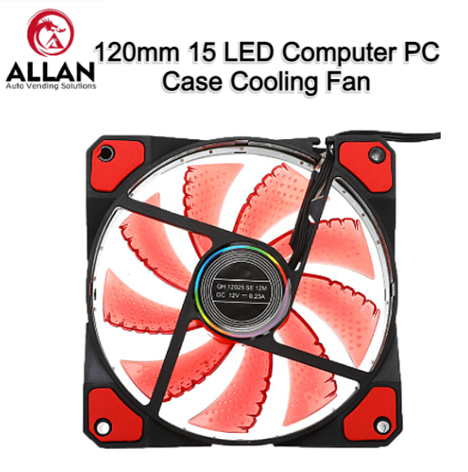 Allan 120mm 15 LED Computer PC Case Cooling Fan 12V With Rubber Quiet ...