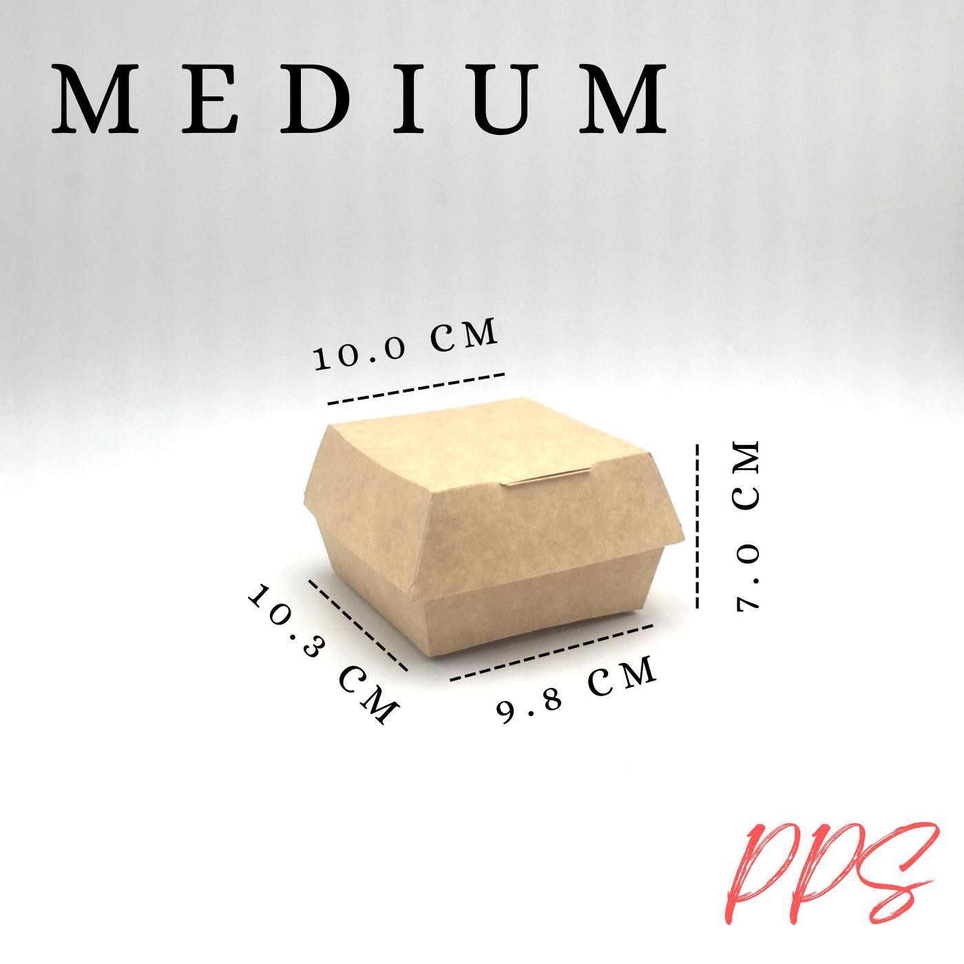 Burger Box Plain Kraft (Medium) Hamburger Box Burger Packaging Take Out ...