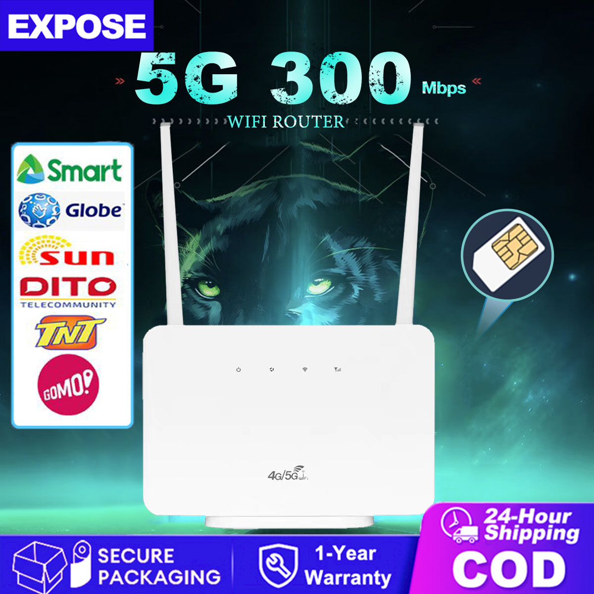 WiFi Router SIM Card Modem 4G/5G Network Router 2.4G Dual Band Gigabit ...