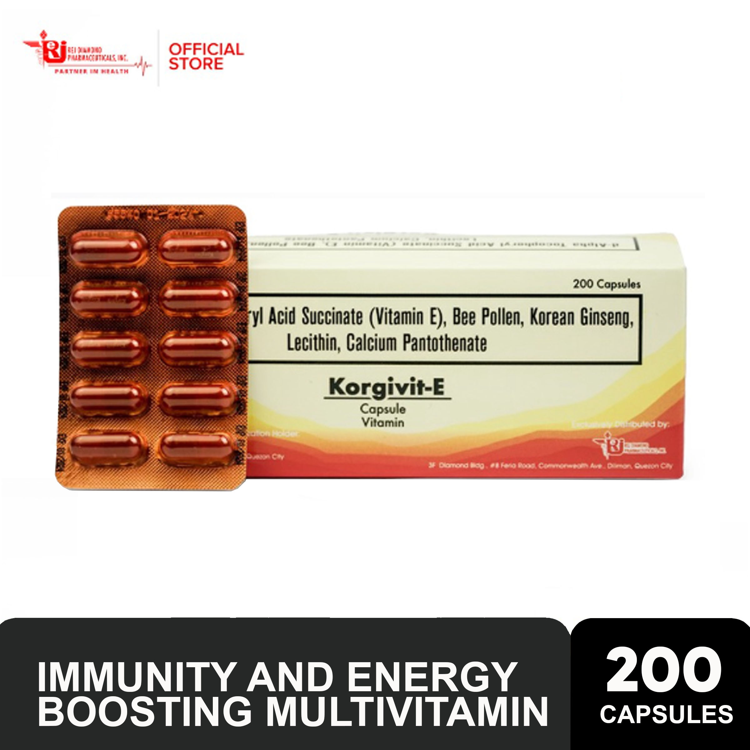 Korgivit-E Vitamin E Multivitamins - 200 Capsules (Immunity, Energy ...