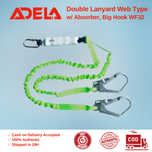 ADELA WF32 Double Lanyard Web Type with Shock Absorber and Big Hook ...