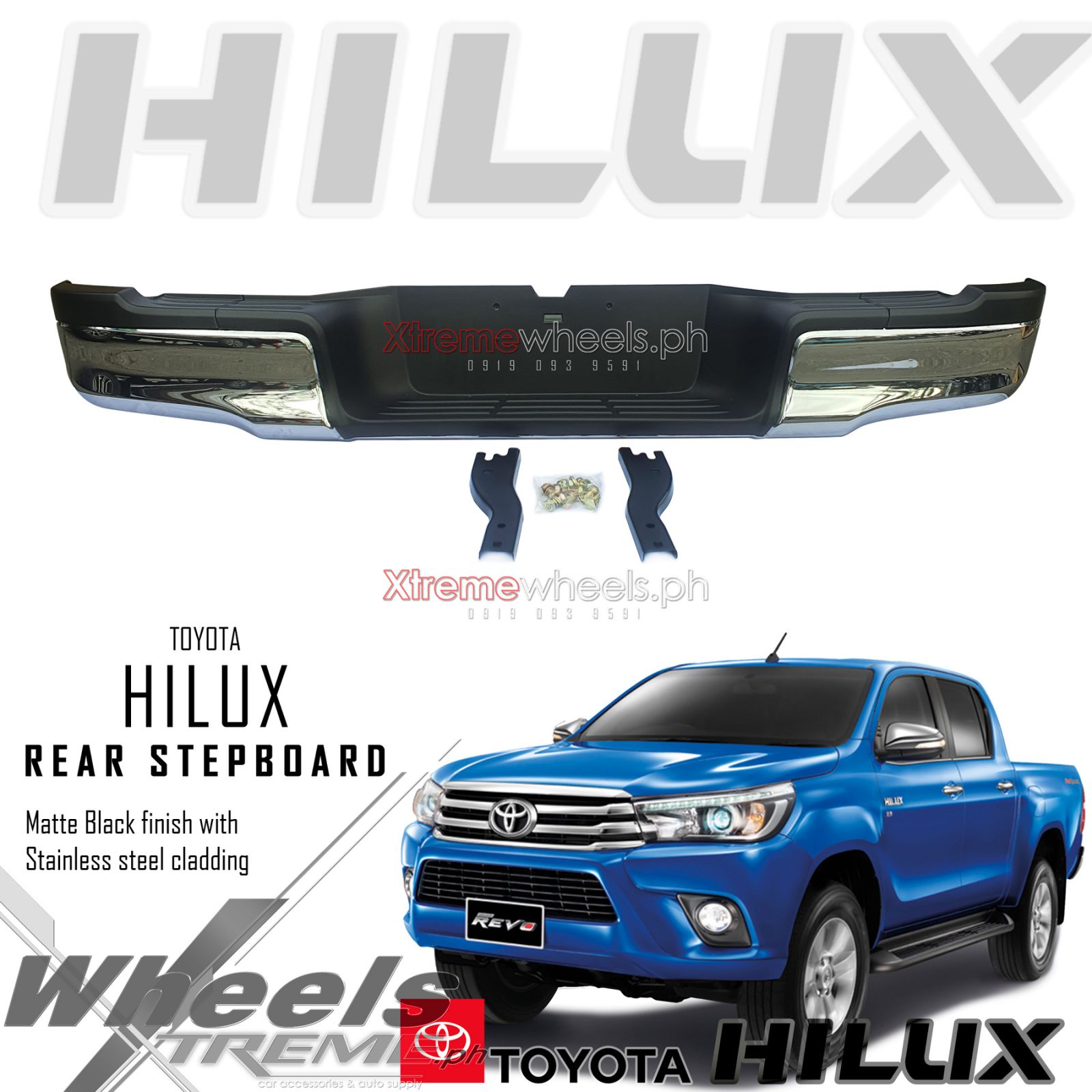 Toyota Hilux / Conquest / Rocco 2016-2024 Rear Bumper Stepboard / Step ...