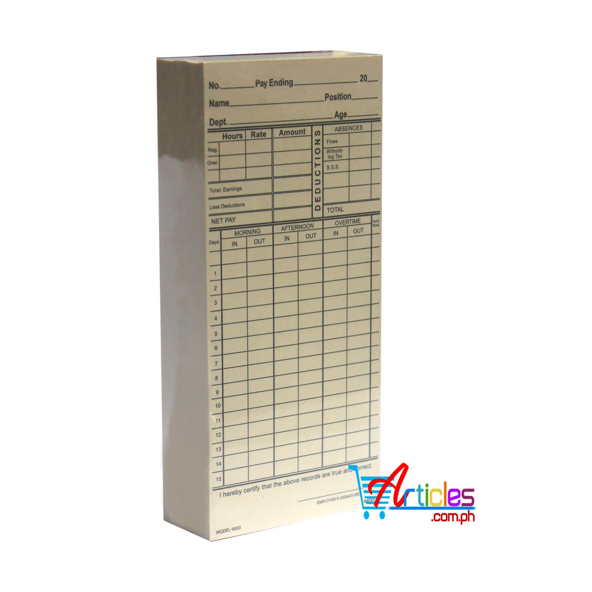 TIME CARD DAILY TIMECARD Model-9000 Model 9000 M9000 M-9000 for AMANO ...