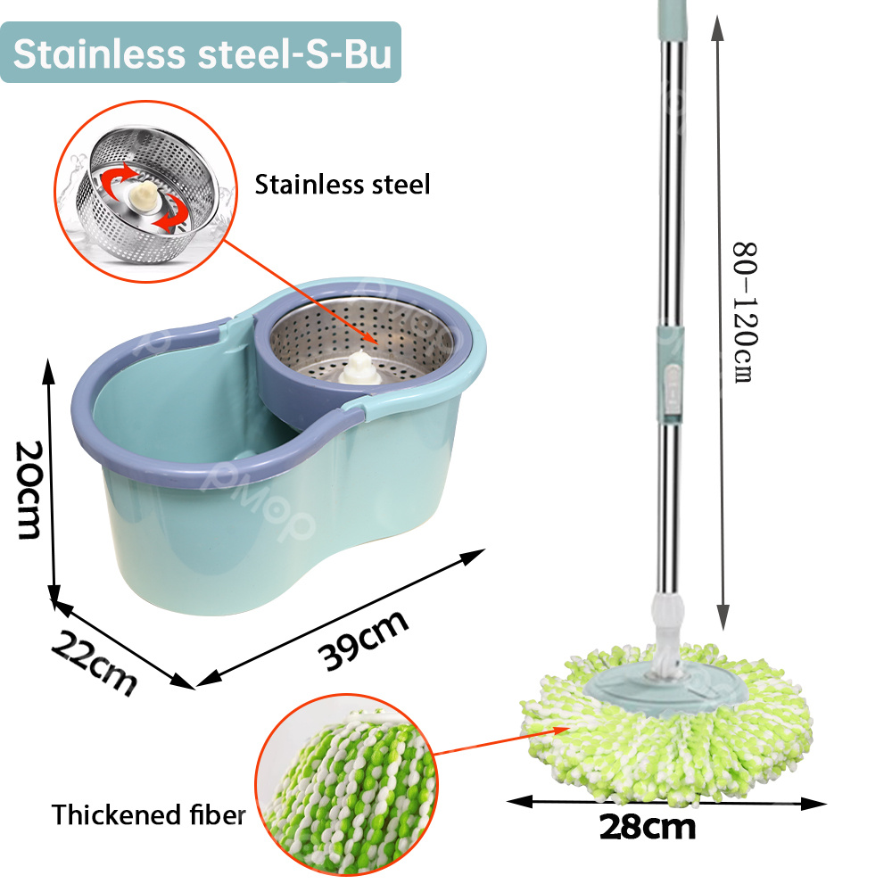 PMOP Black Spin Mop With Spinner and Bucket Complete Set 360°all-round ...