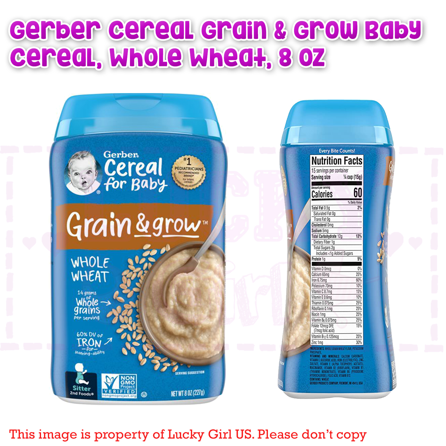 Baby Foods Cereal Baby Grain & Grow Baby Cereal, Whole Wheat, 8 oz ...
