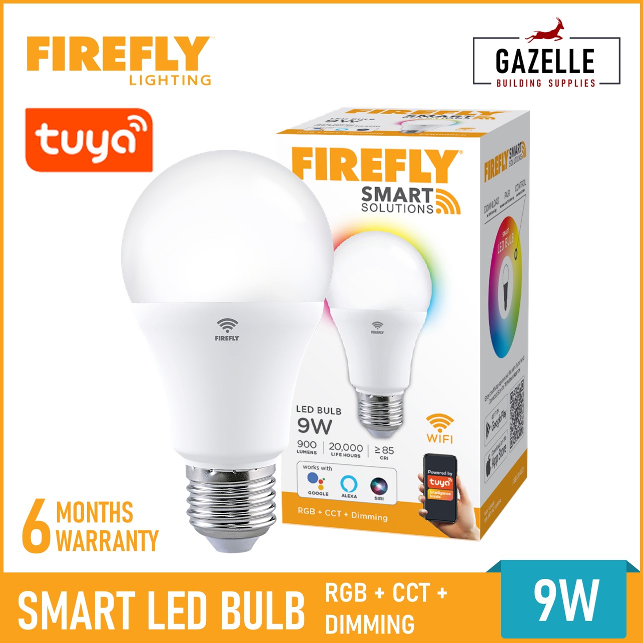 Firefly Smart Solutions LED Bulb RGB + CCT + Dimming - 9W Tuya FSB109RCD | Lazada PH