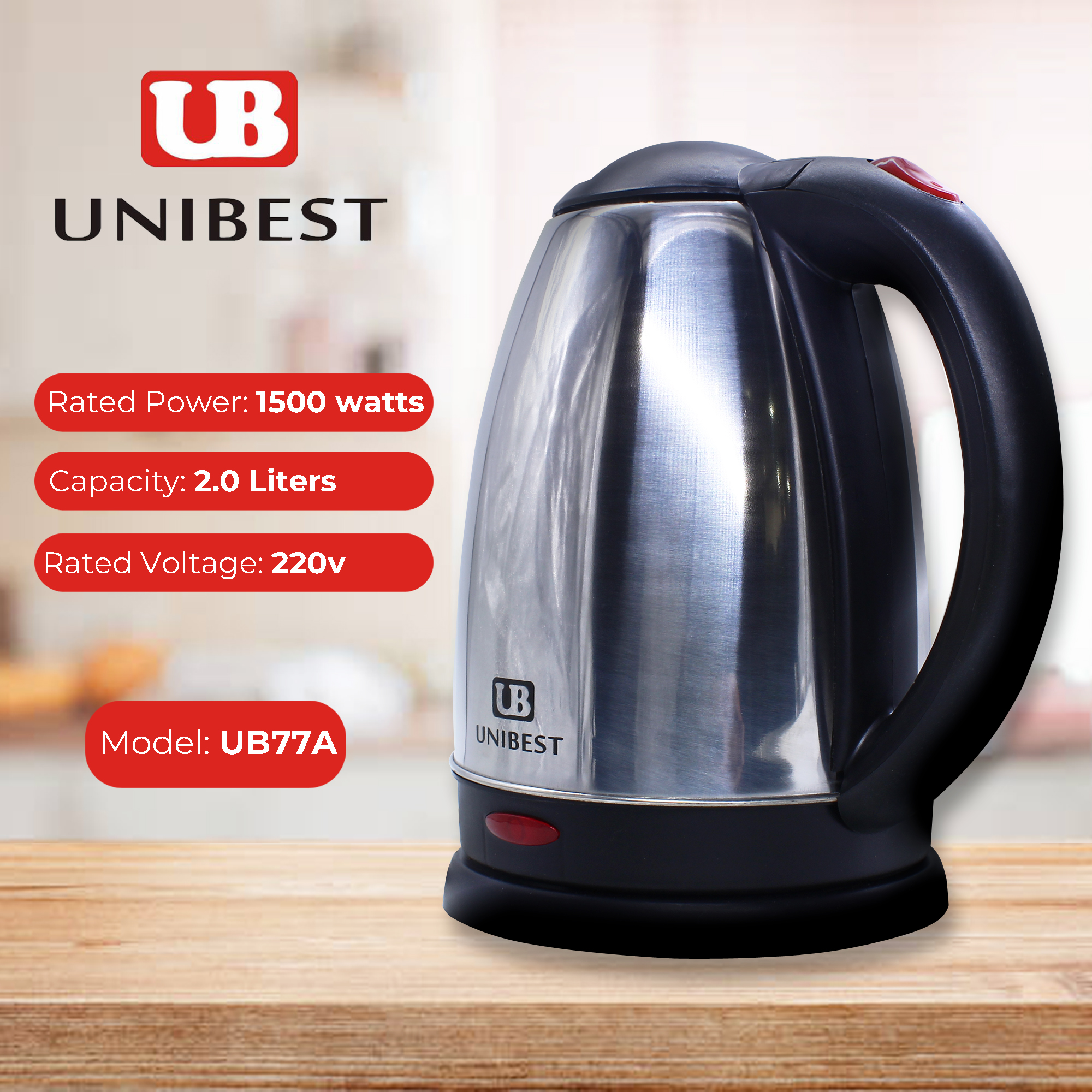 Unibest Electric Kettle 2.0 Liters Stainless Steel | Lazada PH
