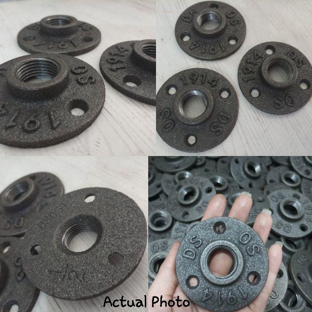 Black Iron Flange Pipe Floor Fitting Wall Mount 1/2 inch Heavy Duty ...