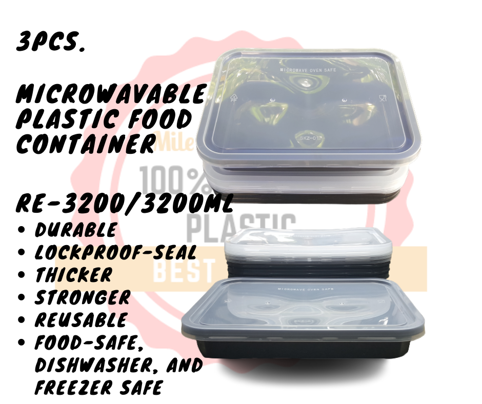 Microwavable plastic food container RE-3200 (3pcs.) | Lazada PH