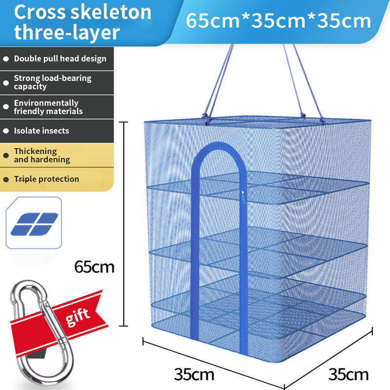 SOGO 3 Layers Drying Net Fish Net with Zippers Multi Functional Folding ...