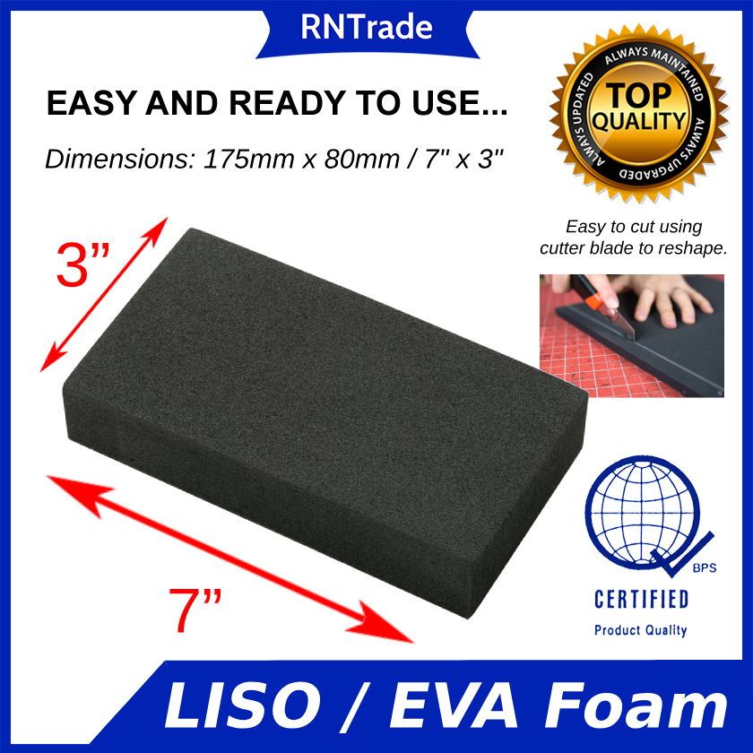 3" x 7" Small EVA Rubber Sheet Liso Foam, Black for DIY Crafts, Cushion ...