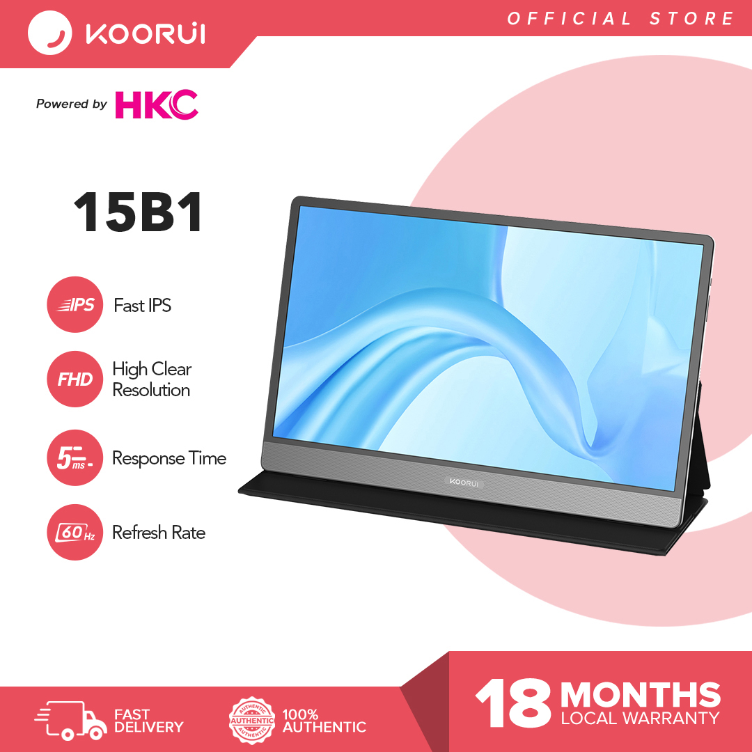 KOORUI 15B1 (powered by HKC) 15.6" Portable Monitor FHD 1080P Gaming ...