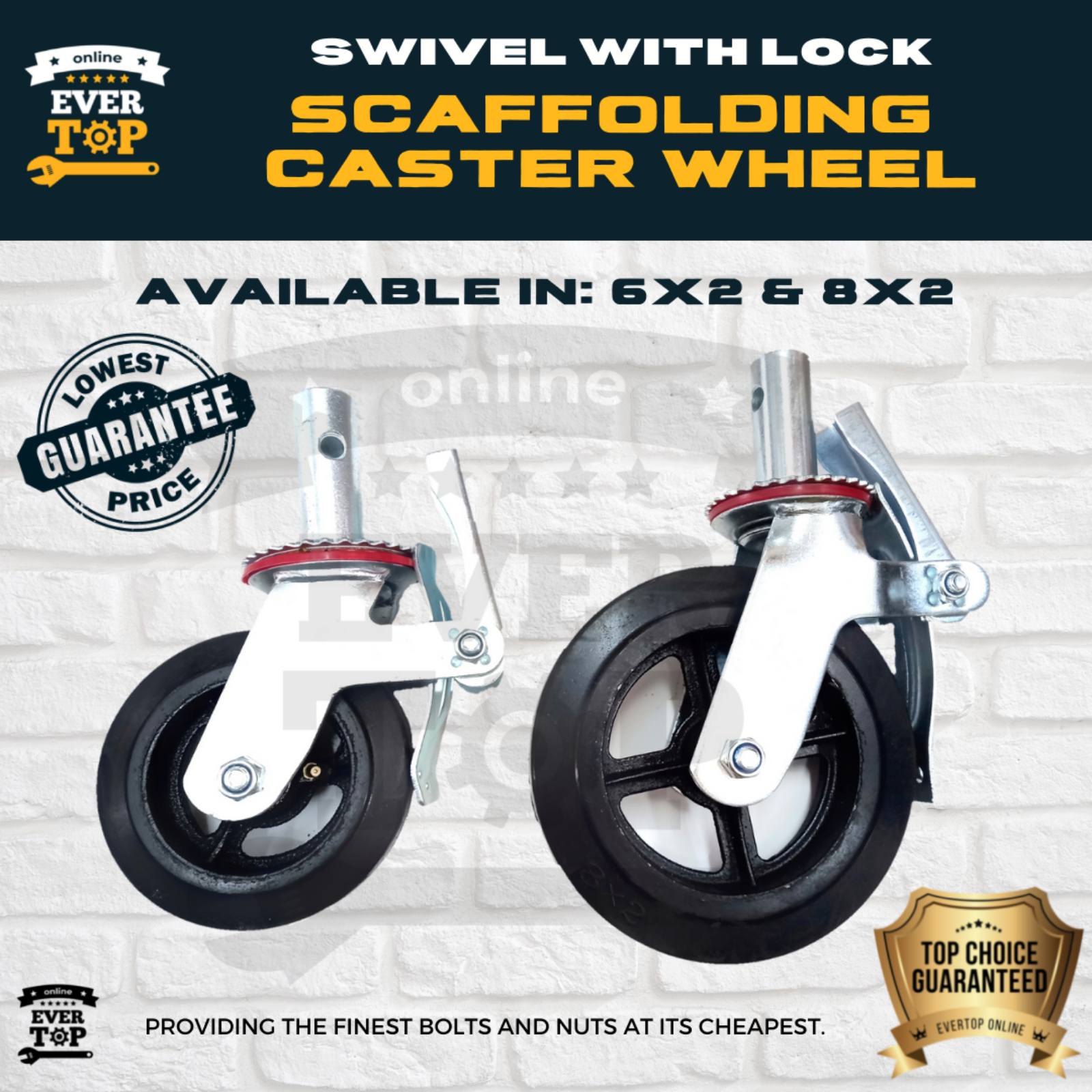 SCAFFOLDING CASTER WHEEL | 6X2 & 8X2 | SOLD PER PC | RUBBER TYPE WITH ...