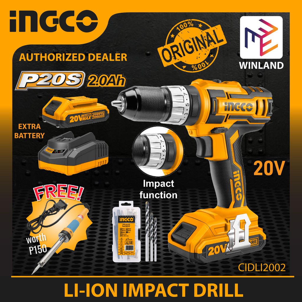 INGCO by Winland Fast Charging Cordless Impact Drill Power Tool 20V ...