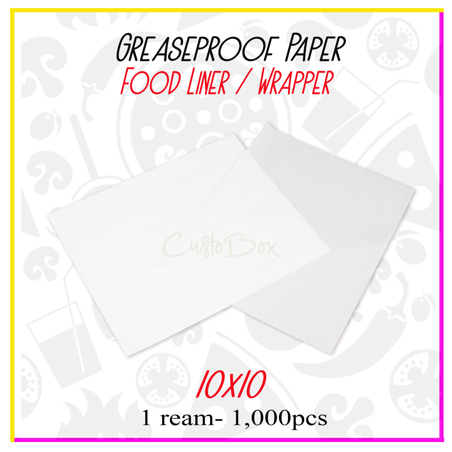 10x10 Greaseproof Paper / Food liner / Wrapper / 1,000pcs(ream) | Lazada PH