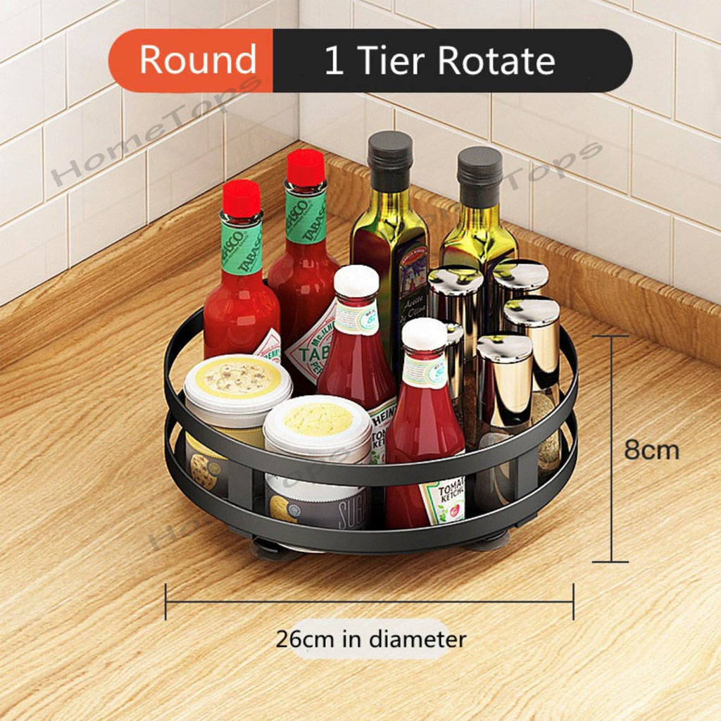 Storage Rack 360° Rotating Storage Rack 1/2/3 Tier Rotatable Kitchen ...