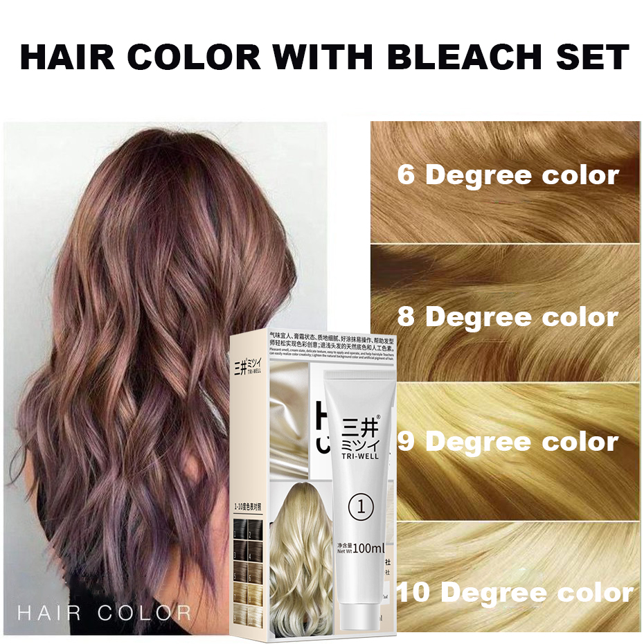 Hair Color With Bleach Set Bleaching Powder Hair Dyeing Paste Hair ...
