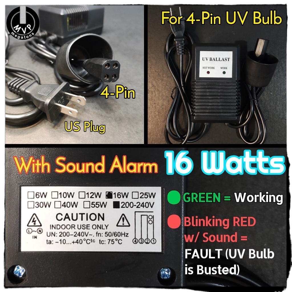 UV Water Filter Ballast for 4-Pin and for 2-Pin With LED Indicator UV ...