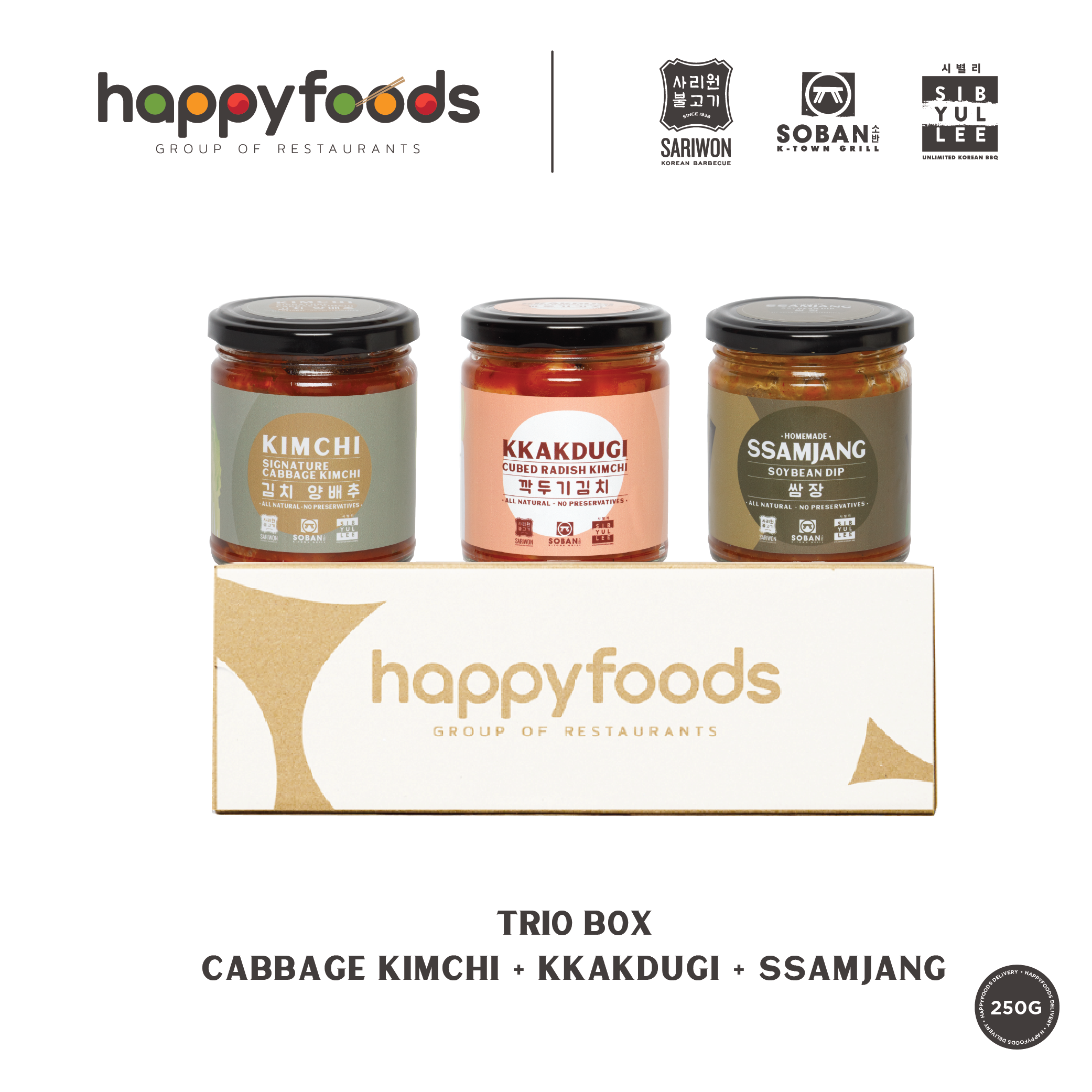 Happyfoods Korean Delivery Trio Gift Box - Cabbage Kimchi (250g ...