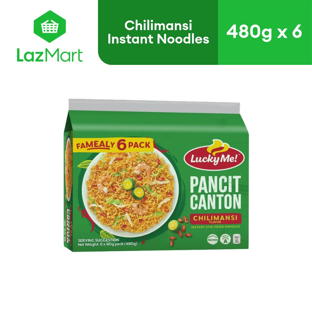 Lucky Me! Pancit Canton Chilimansi Multipack 480g, Dry Instant Noodles 80g x 6 | Lazada PH