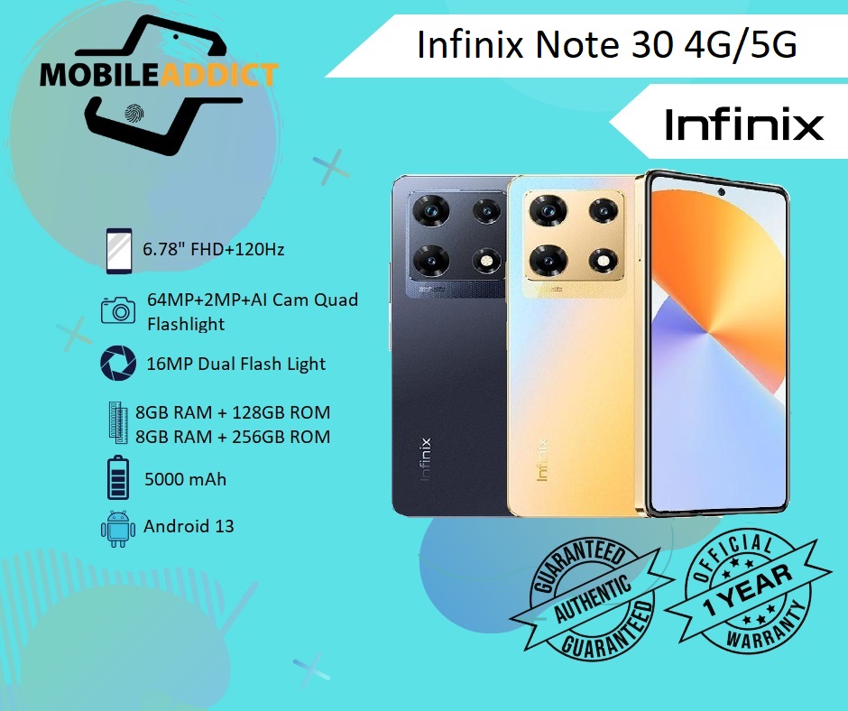 Infinix Note 30 4G/5G NTC, 1 year official warranty | Lazada PH