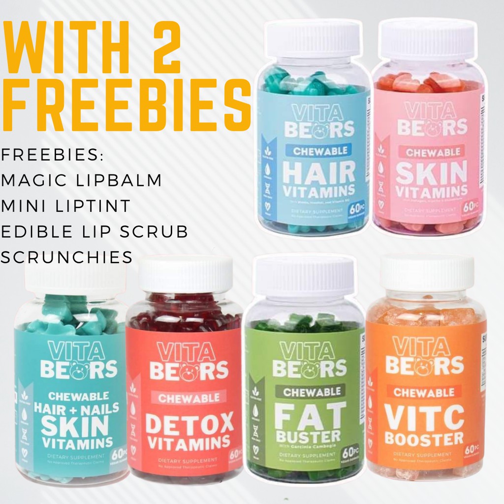 Vitabears Chewable Skin Vitamin, Hair Vitamins, Fat Buster, Detox ...
