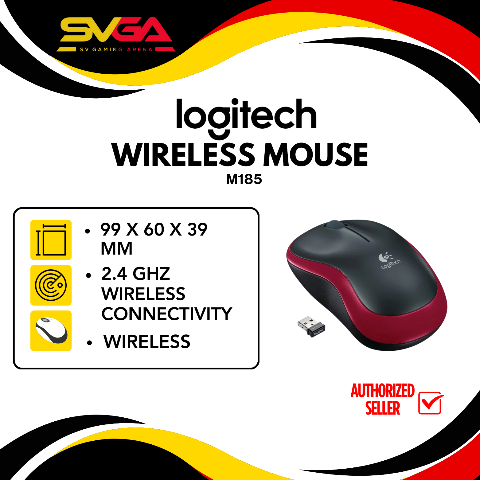 Logitech M185 Black-Red Wireless Mouse | Lazada PH