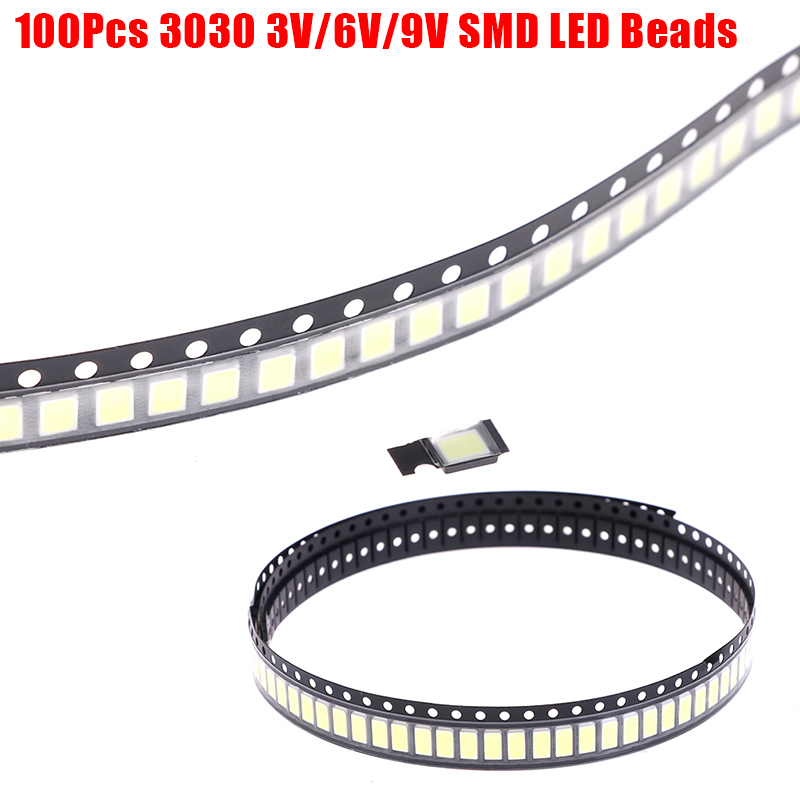 WED 100Pcs 3030 SMD LED Beads 1W 3V/6V/9V Cold White Light For TV LED ...