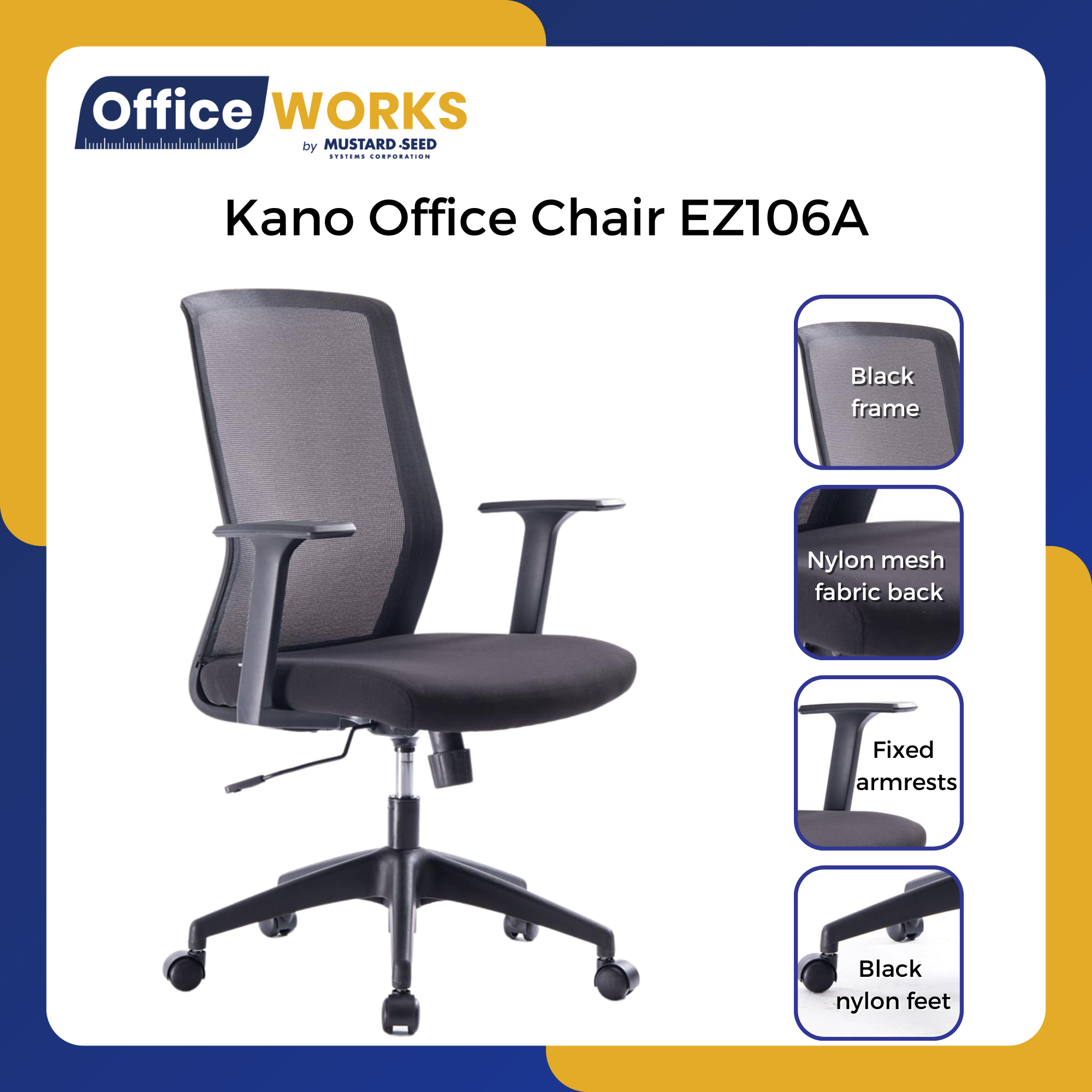 Kano Office Chair EZ106A / Office Chair / Mesh Ergonomic Chair | Lazada PH