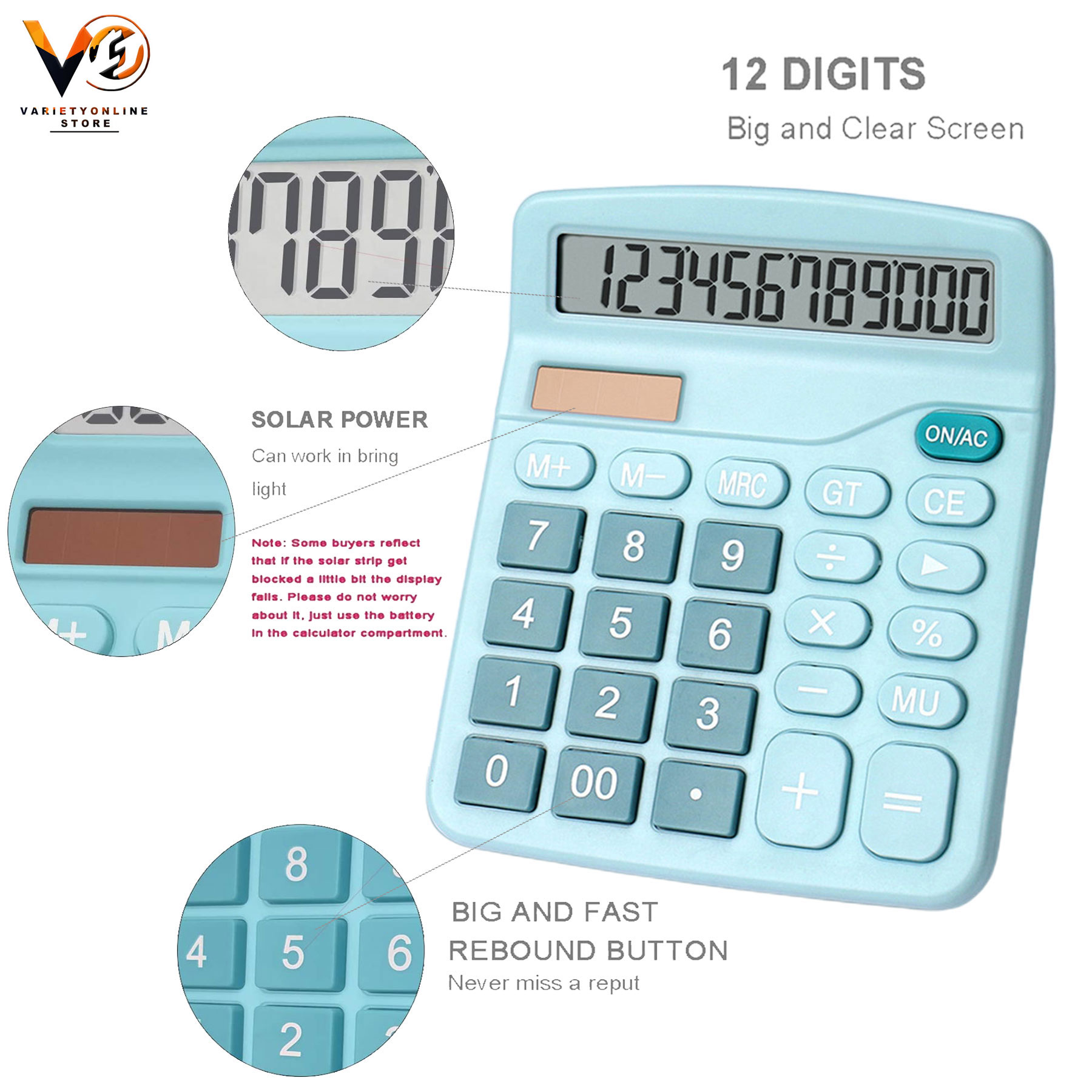 DX-837B 12-Digit Dual Power Supply Handheld Desktop Calculator with ...