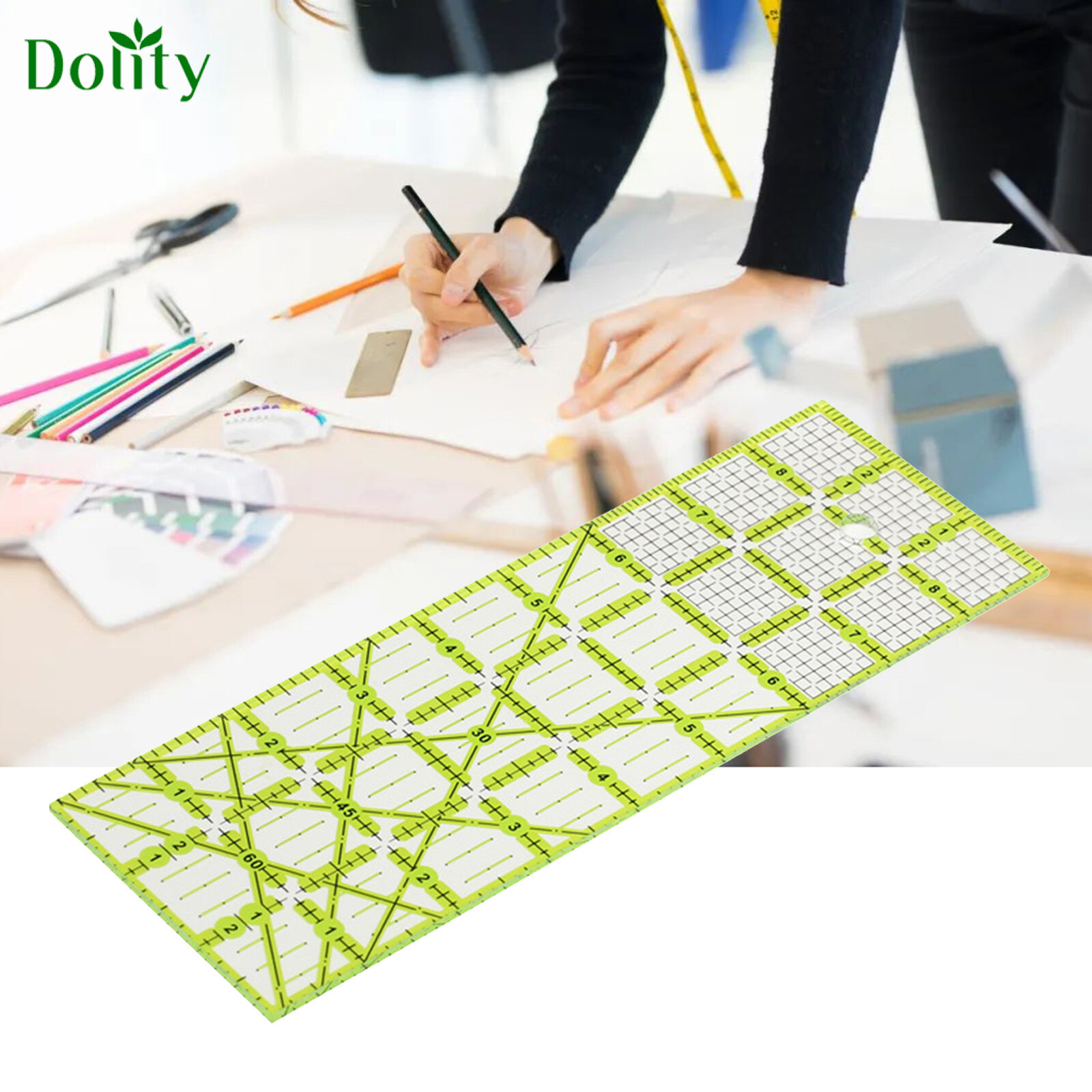 Dolity Acrylic Rectangle Quilting Ruler Template Patchwork Ruler for ...