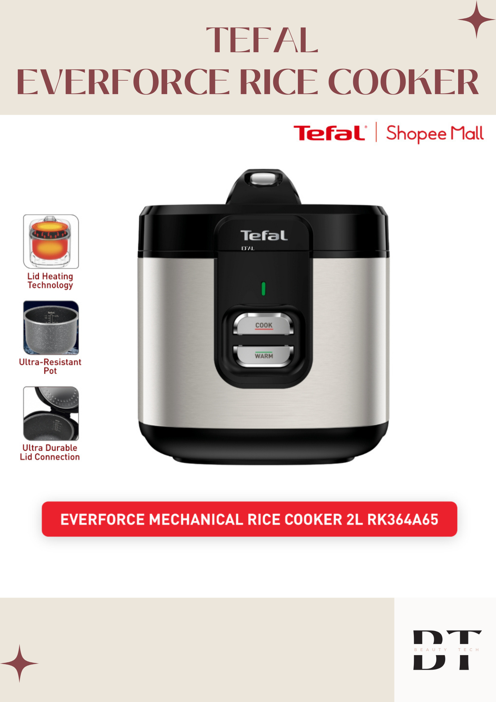 Tefal Everforce Mechanical Rice Cooker RK364A65 | Lazada PH
