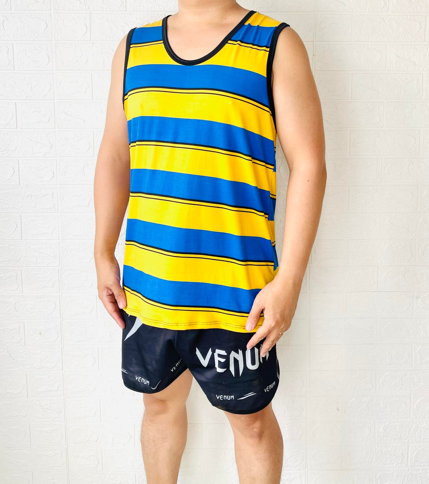 Mens Sleeveless Cotton Spandex Sando Tanks Stripes Print | Lazada PH