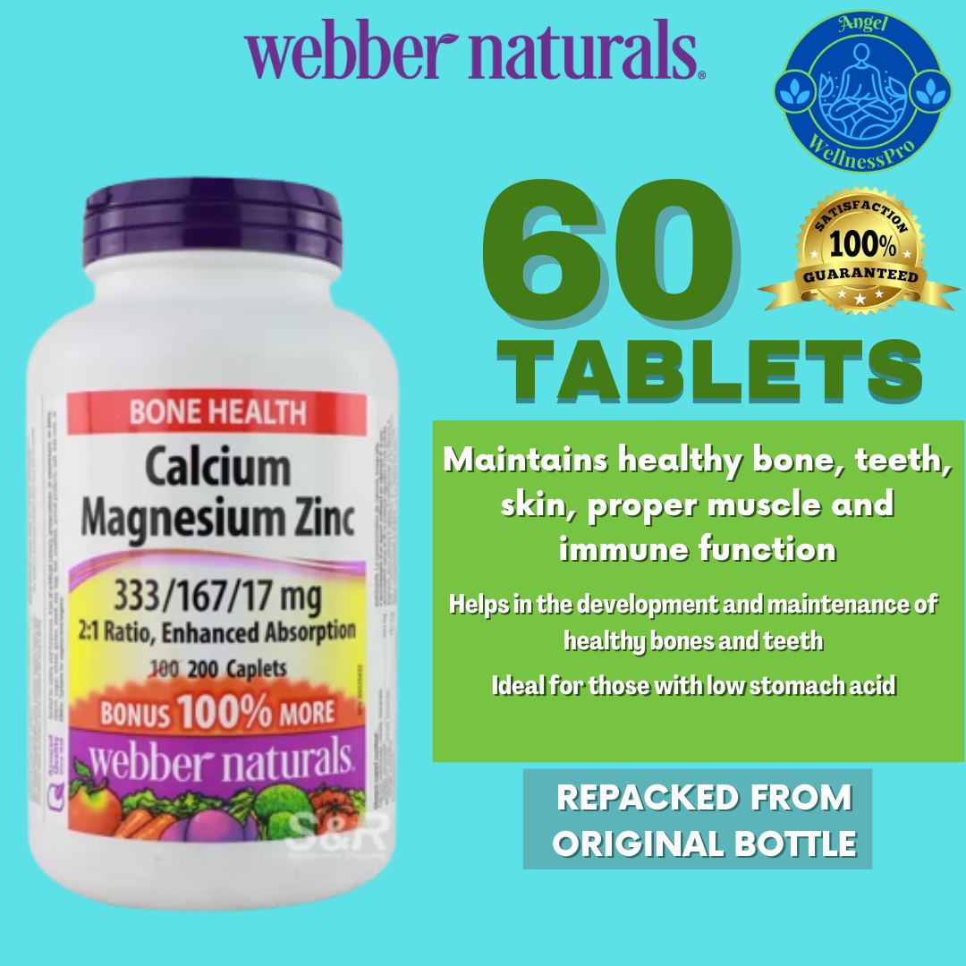 Webber Naturals Calcium Magnesium Zinc 333/167/17mg- 60 Tablets ...