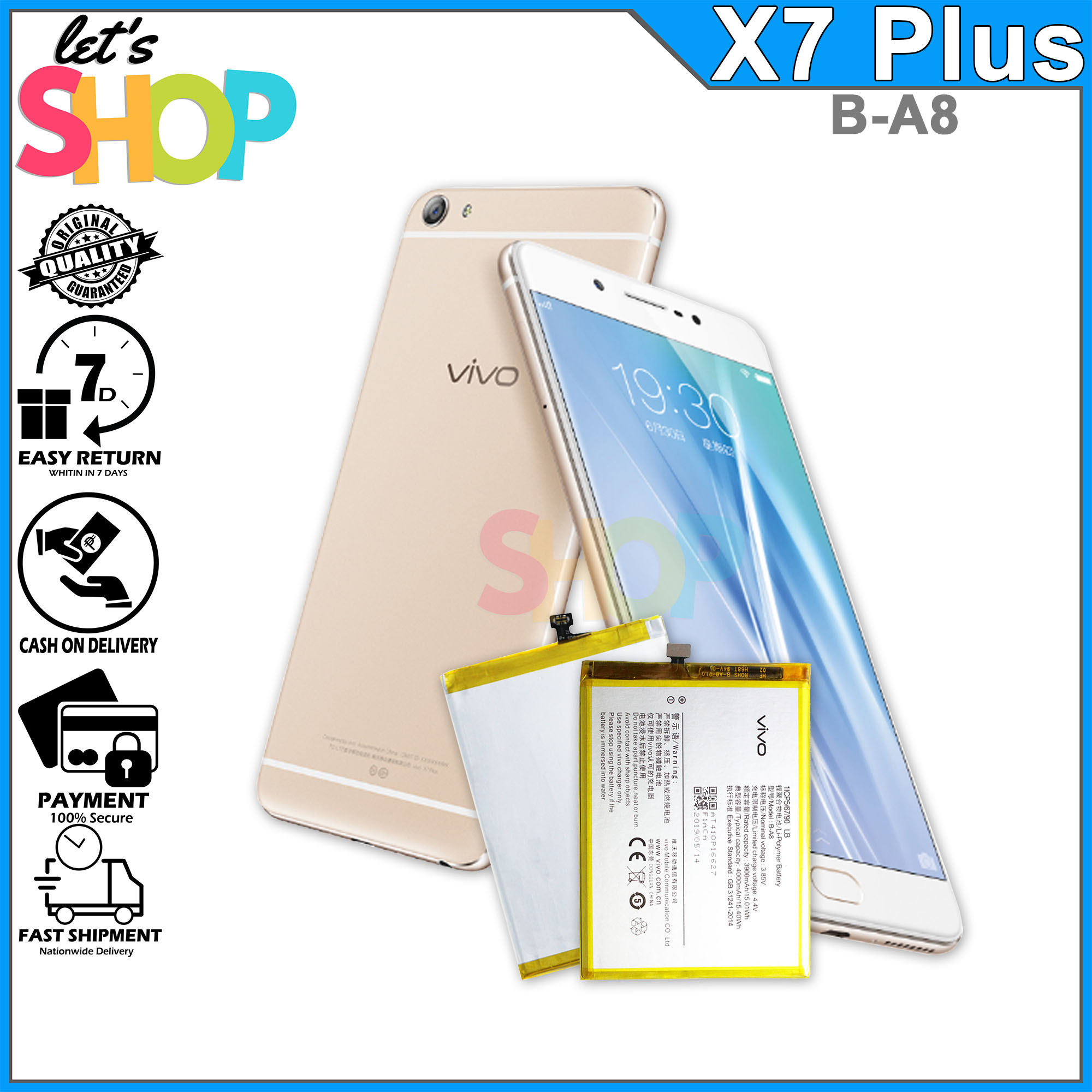 Vivo X7 plus Battery Model B-A8 (Lets Shop) Original Equipment ...