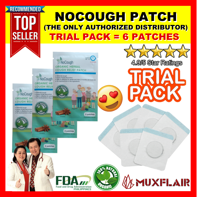 3 sachets - 6 Patches NoCough Relief Patch No Cough Organic Herbal 12 ...