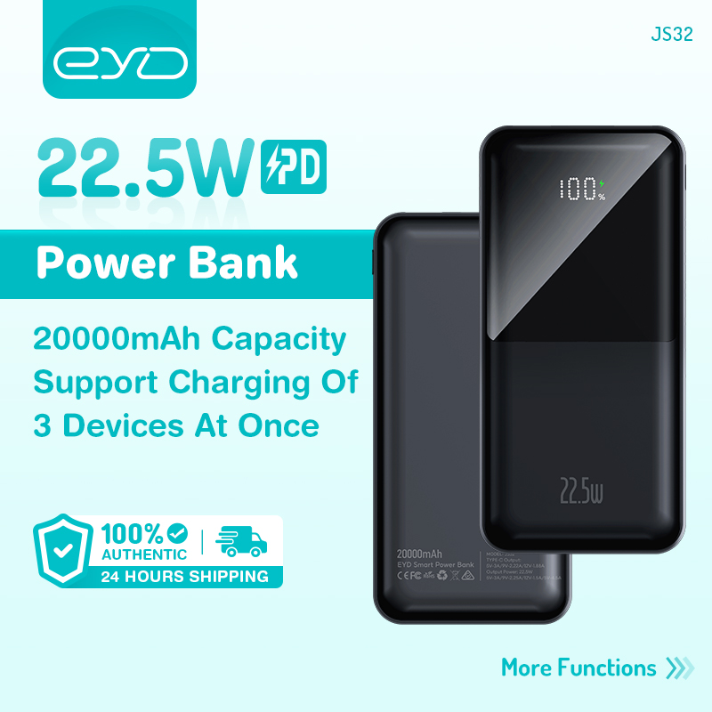 EYD 20000mAh Power Bank 22.5W/3A Fast Charging Premium Lithium Slim And ...