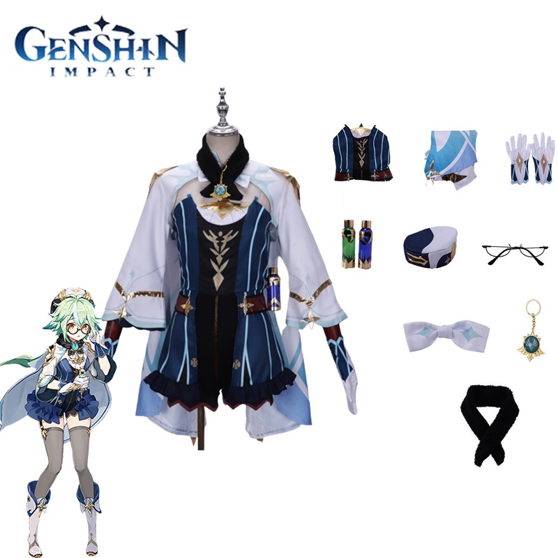 MUGE Anime Genshin Impact Sucrose Cosplay Costume Saccharose Wigs Shoes ...